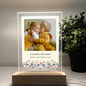 Personalized Photo Wood Stand Mom Mommy Night Light up Lamp LED Any ...
