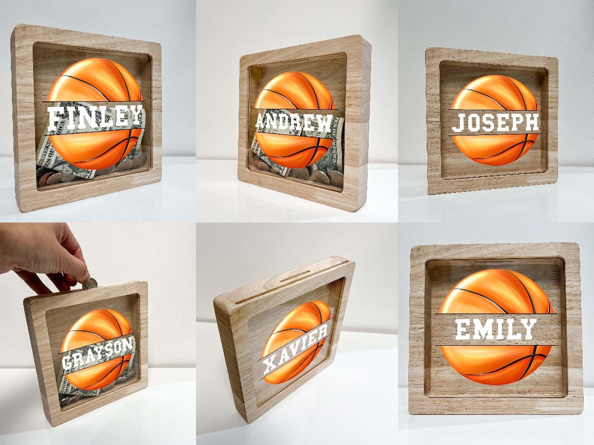 Personalized Savings Piggy Bank Money Box, Basketball Sports Team ...