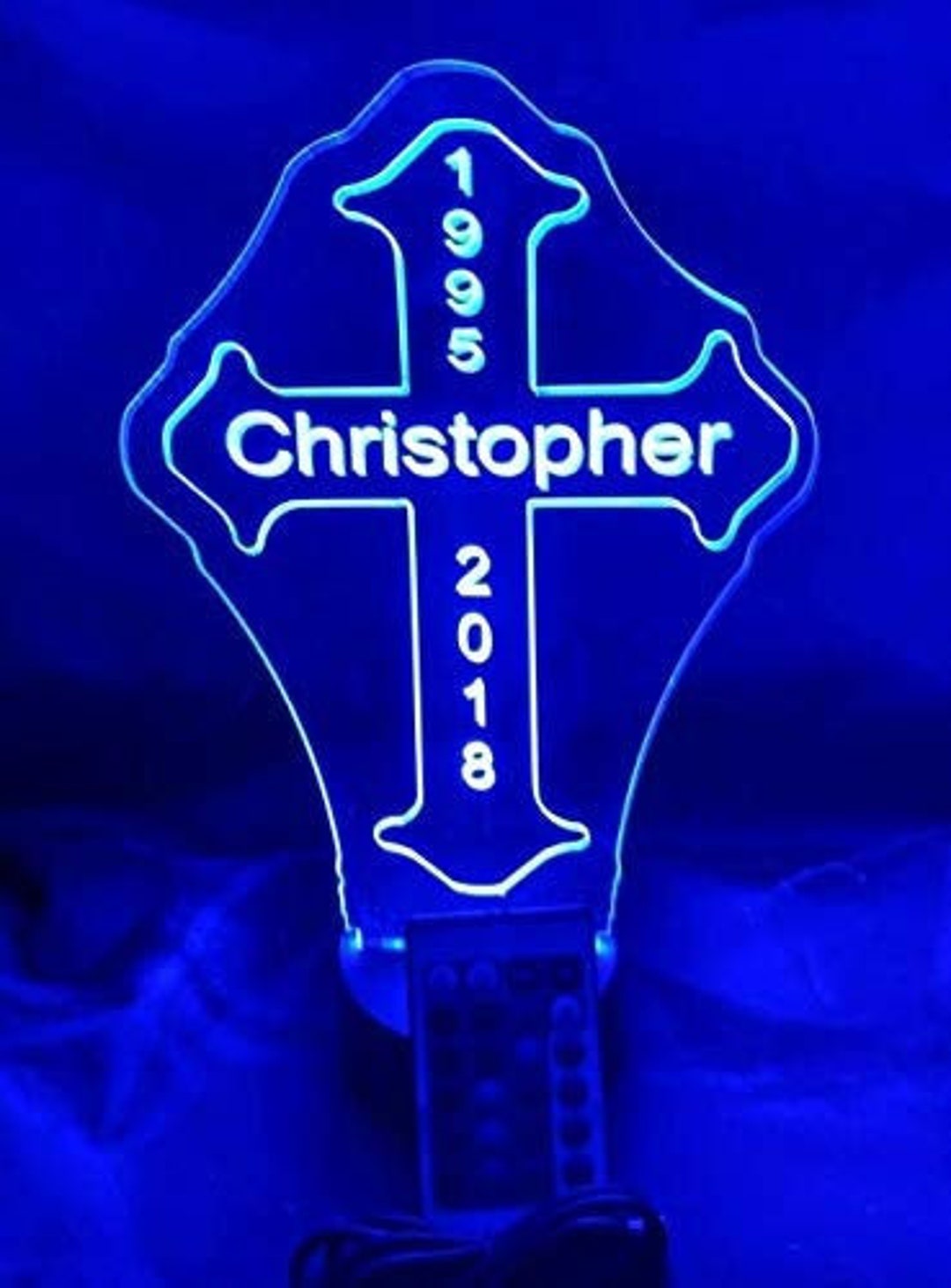 Religious Memorial Cross Night Light up Table Desk Lamp LED ...