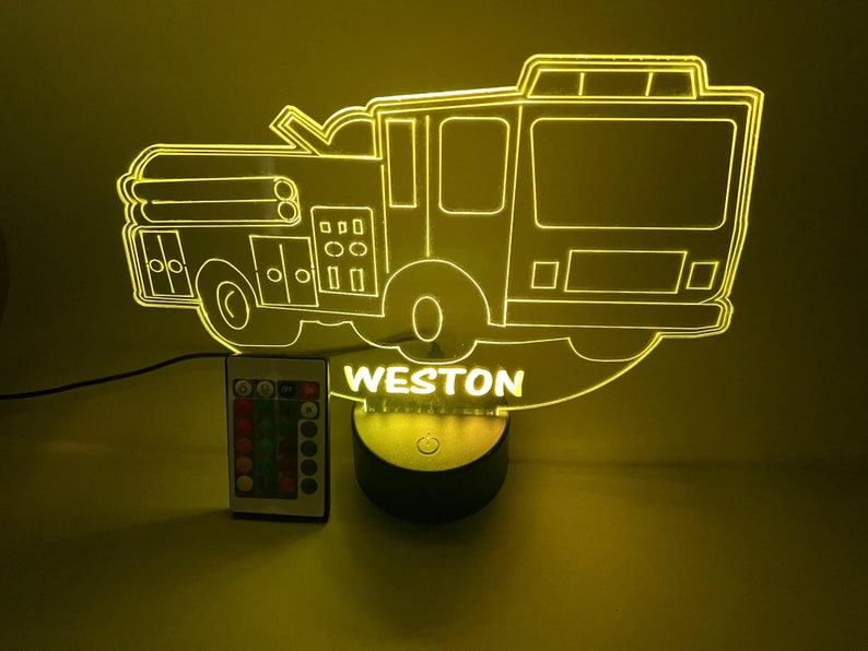 Fire Engine Truck Night Light up Firefighter Table Desk Lamp - Etsy