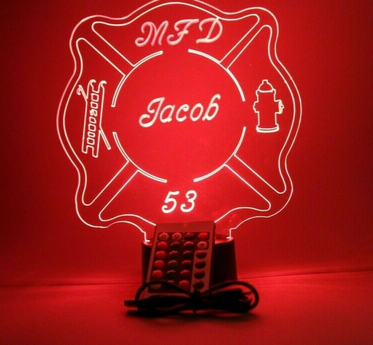 Fire Badge Firefighter Night Light up Table Desk Lamp LED - Etsy