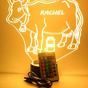 Cow Calf Bull Farm Animal Milk Night Light up LED Personalized FREE ...