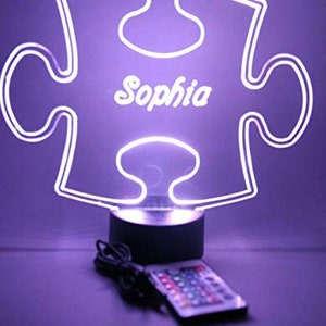 Puzzle Piece Autism Night Light up Table Desk Lamp LED Personalized ...