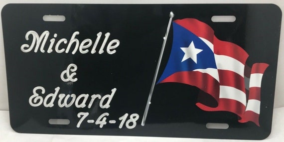 Puerto Rico Flag Personalized Custom License Vanity Plate Free - Etsy