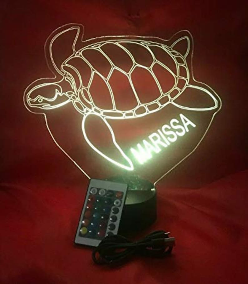 Sea Turtle Night Light Up Table Desk Lamp LED Personalized | Etsy