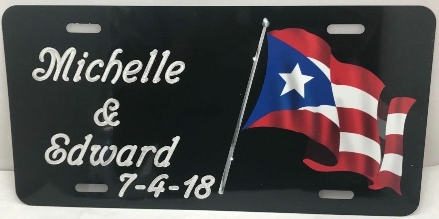 Puerto Rico Flag Personalized Custom License Vanity Plate Free Engraved ...