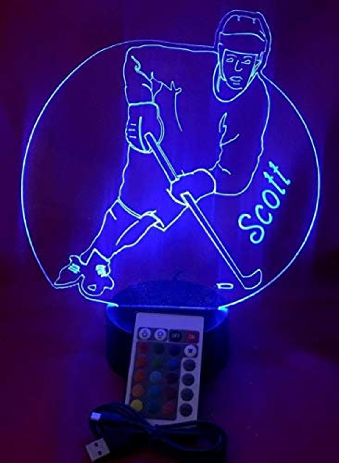 Ice Hockey Player Sports Night Light Up Table Desk Lamp LED | Etsy