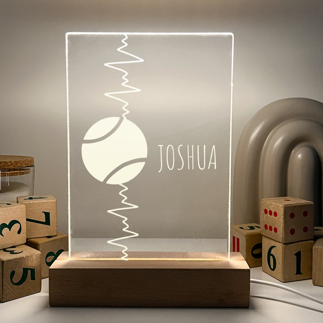 Custom Personalized LED Wood Stand Night Light up Table Desk Lamp Boys ...