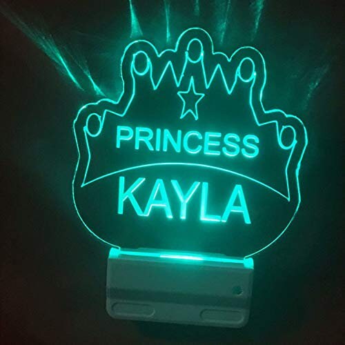 Princess Crown Night Light Multi Color Personalized LED Wall Plug-in ...