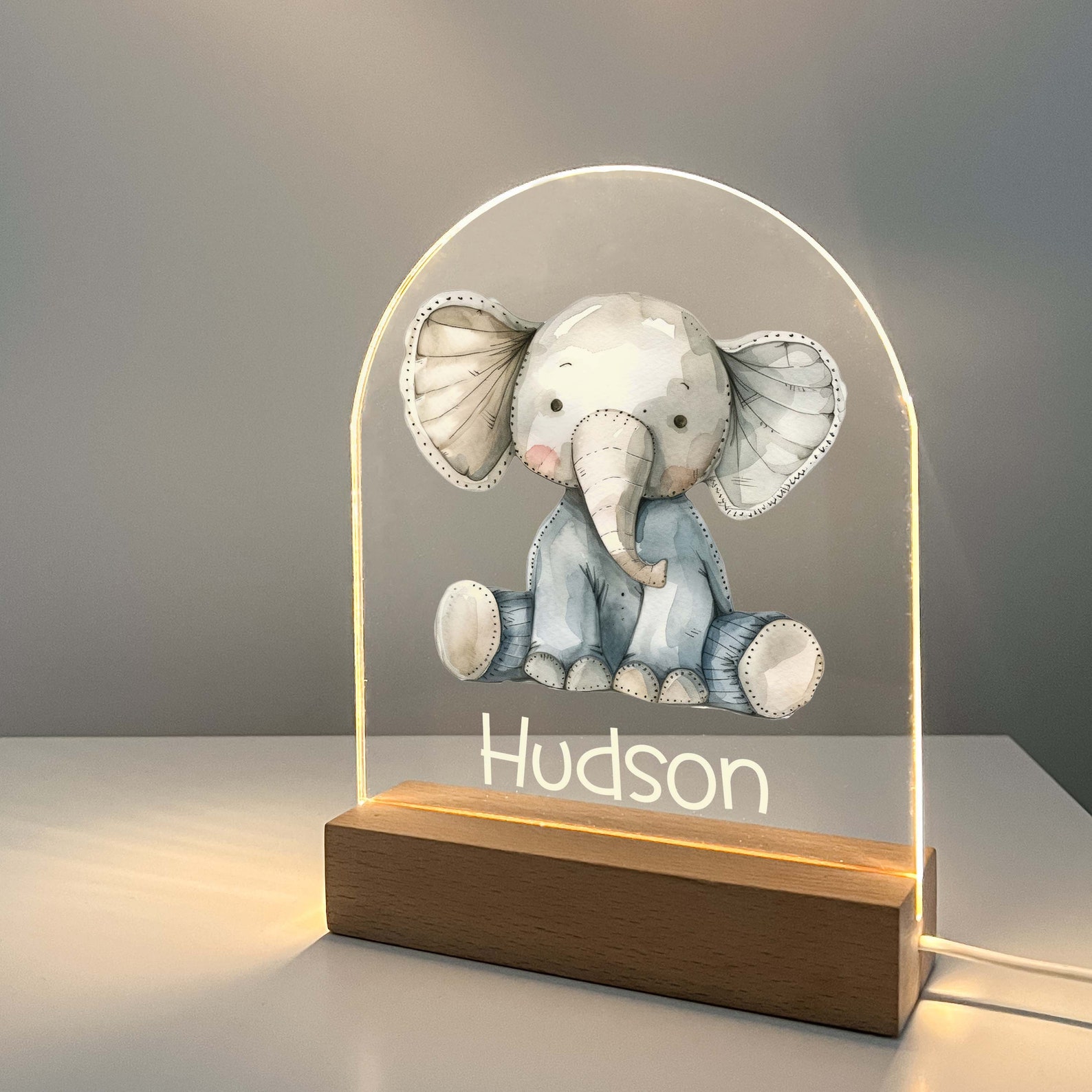 Personalized Cute Baby Elephant Night LED Lamp for Kids Room, Cute Baby ...