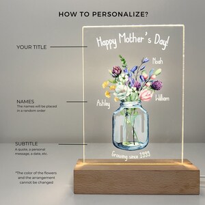 Happy Mother's Day Custom Personalized LED Wood Base Light up Lamp ...