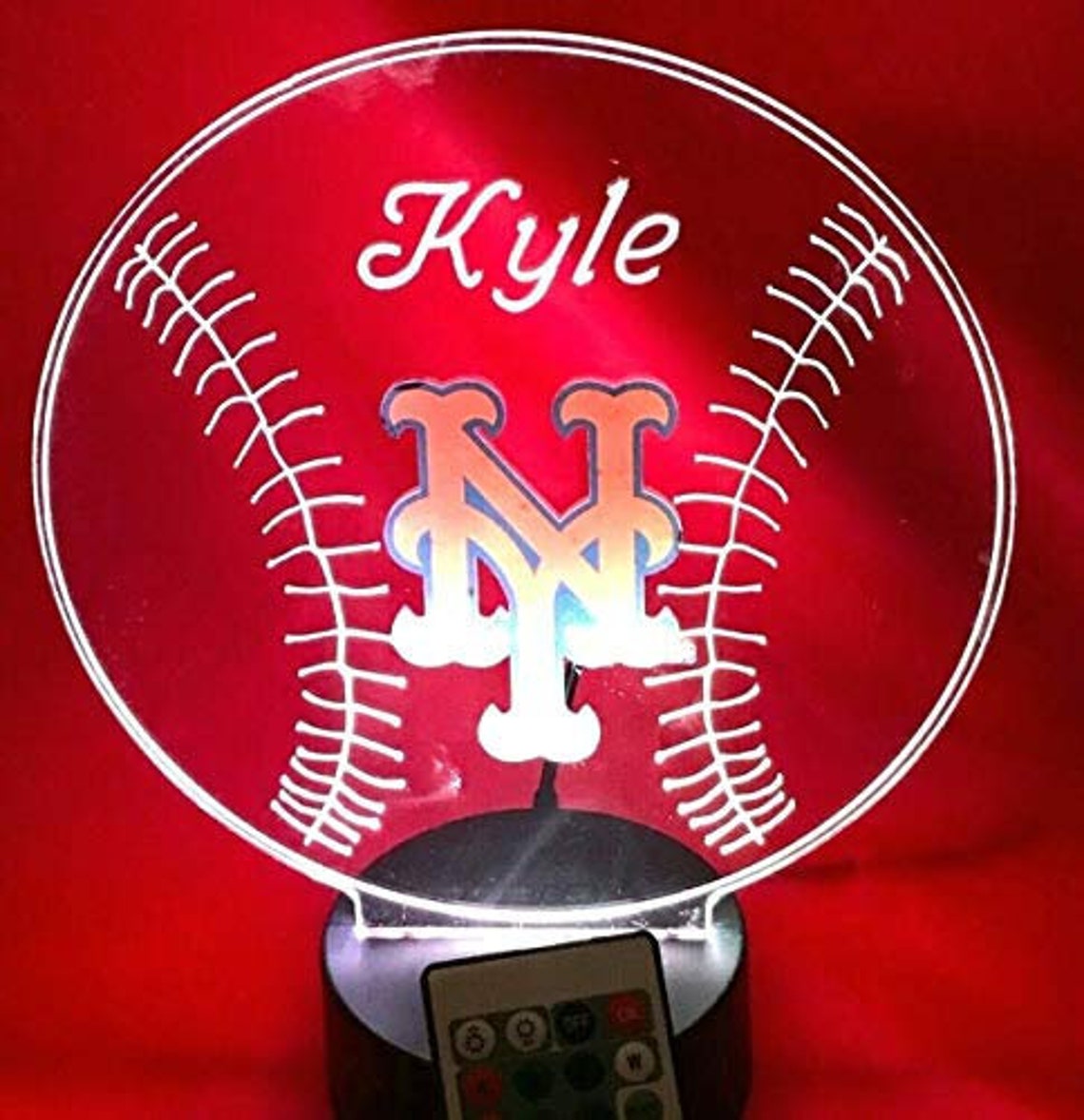 New York Mets NY Night Light up Table Desk Lamp Baseball | Etsy