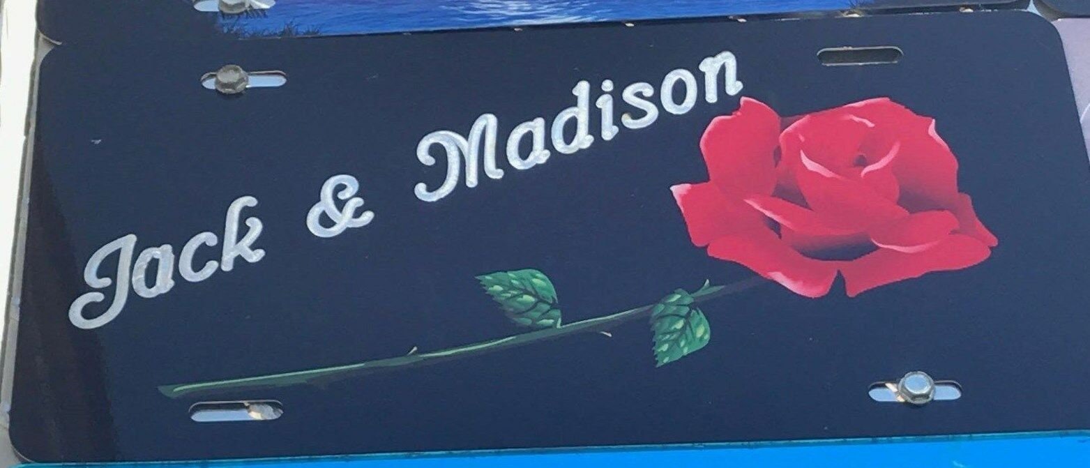 Red Rose Long Stem Personalized Custom License Vanity Plate Free ...