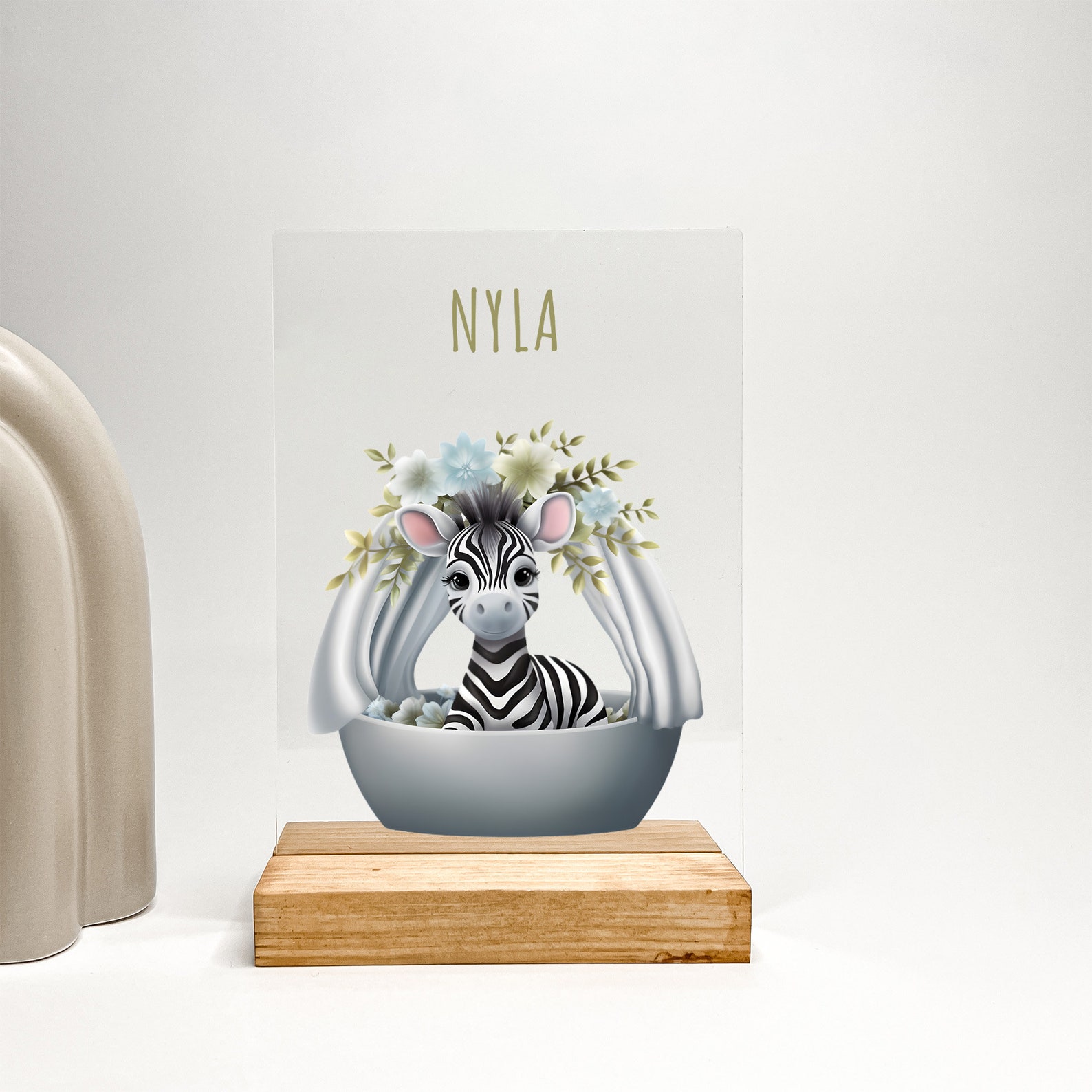 Cute Custom Personalized Name LED Wood Stand Sign Lamb Sheep Safari ...