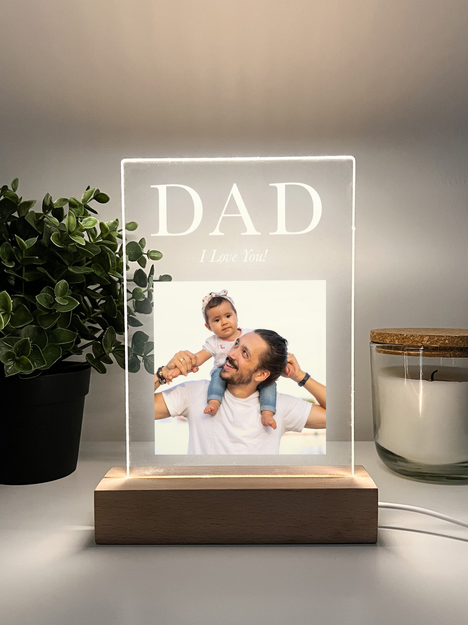 Custom Wood Light up Stand, Happy Father's Day Night Light, Best Dad in ...