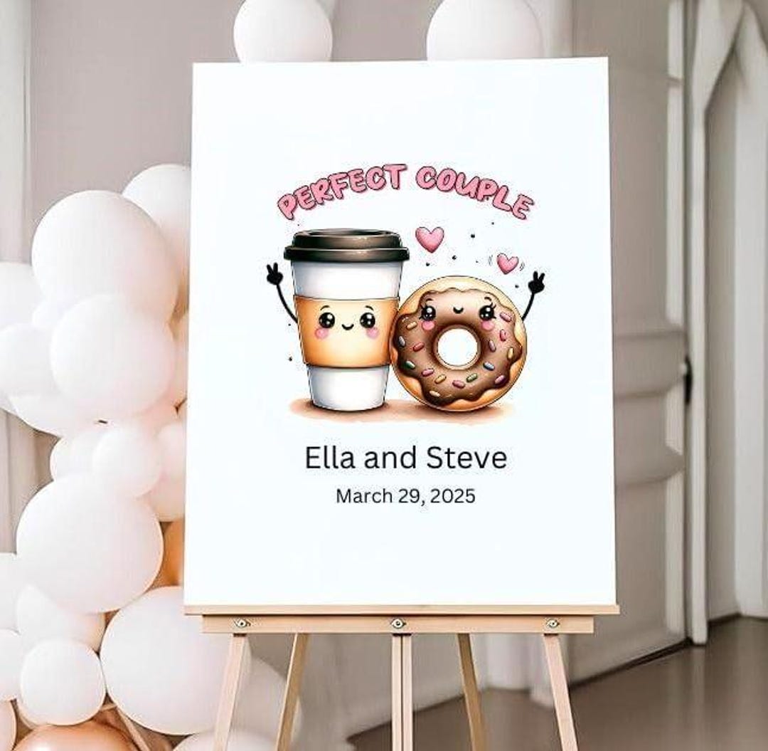 Personalized Perfect Couple Coffee & Donut Acrylic Display Sign in ...