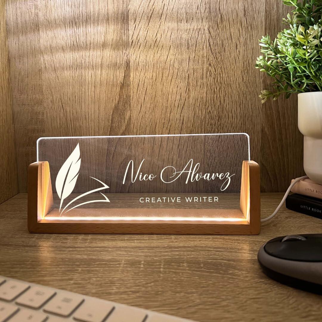 Personalized Name & Title Desk Plate Stand Author Writer Storyteller ...