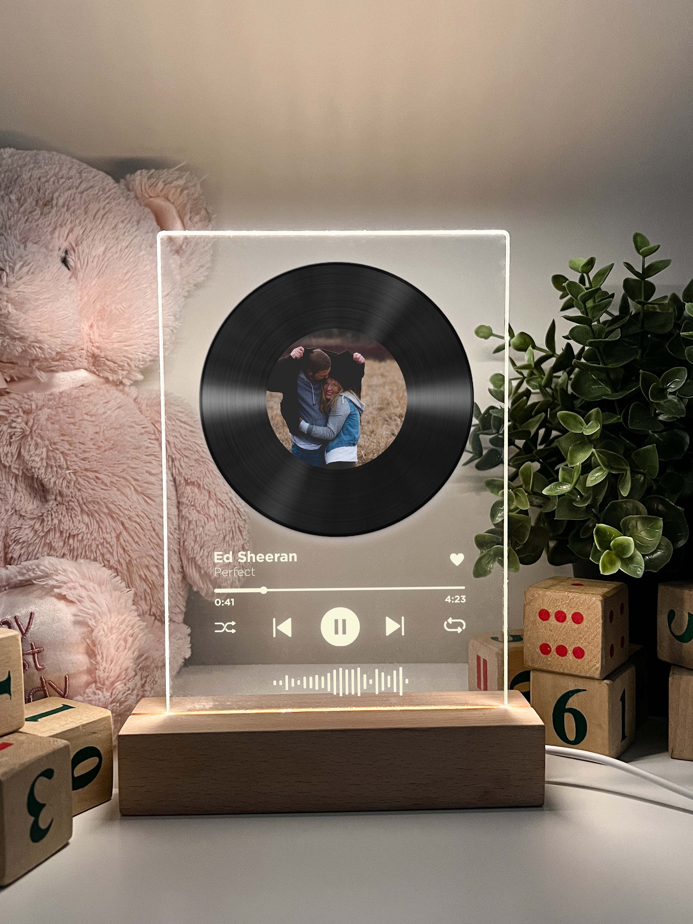 Personalized Picture Song Vinyl Record Night Light LED Valentines Day ...