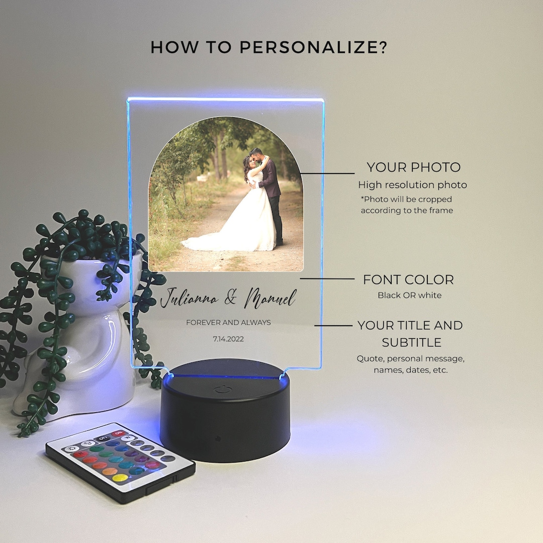 Custom Modern Arch Style Personalized Photo Picture LED 16 Colors Light ...