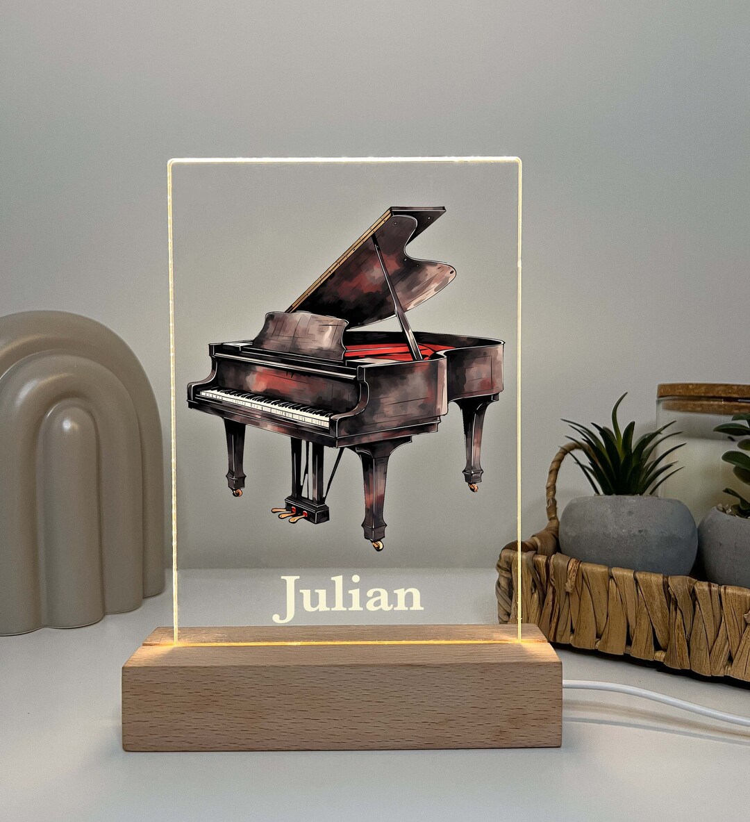 Piano Pianist Player LED Night Light up Desk Table Lamp Personalized ...