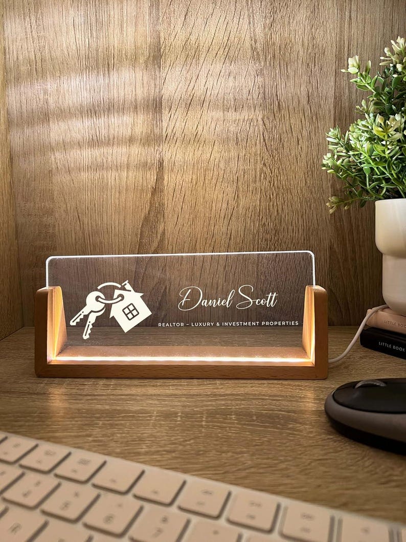 Personalized Name & Title Desk Plate Stand | Realtor Real Estate Agents ...
