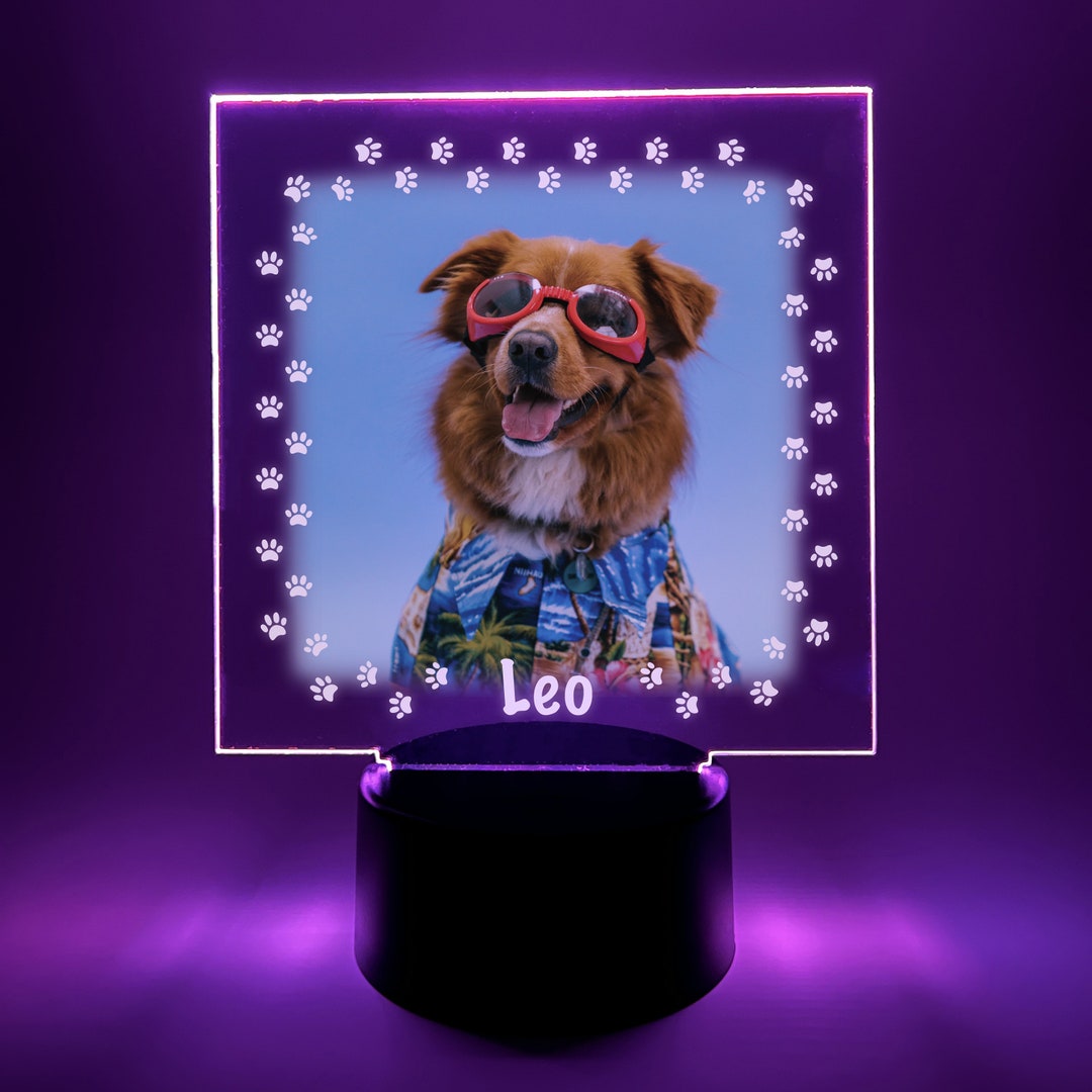 Custom Photo Picture Personalized Puppy Dog Doggy LED Light up • Pet ...
