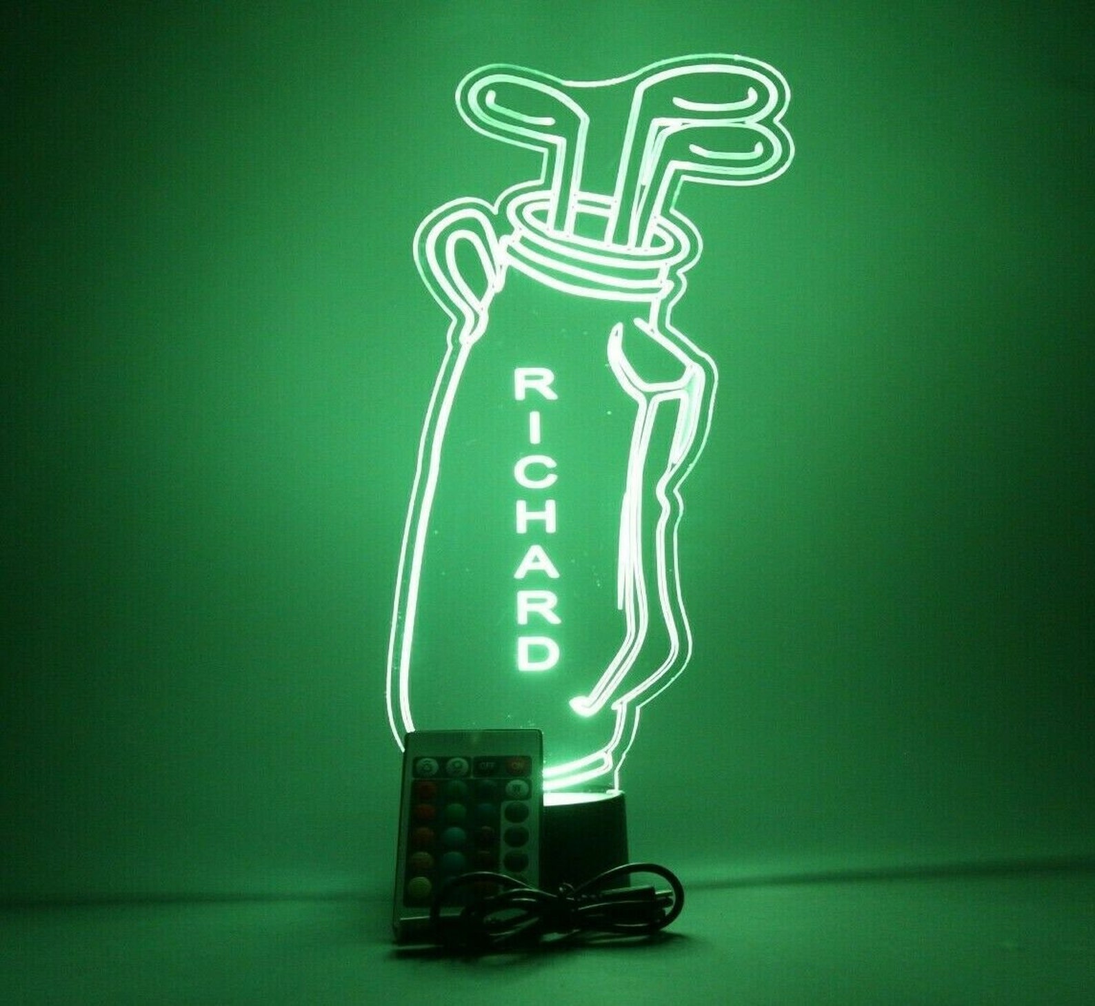 Golf Bag & Clubs Night Light up Table Lamp Golf Club Desk Sports LED ...