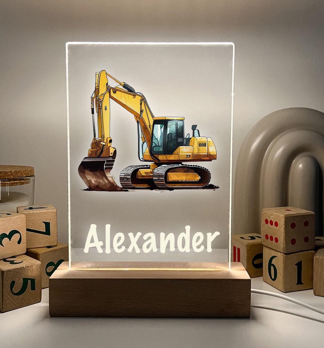 Custom Personalized LED Wood Stand Night Light up Table Lamp Boy Room ...