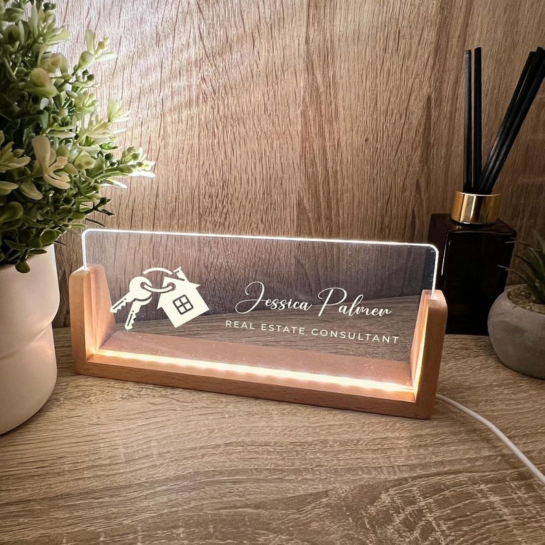 Personalized Name & Title Desk Plate Stand | Realtor Real Estate Agents ...