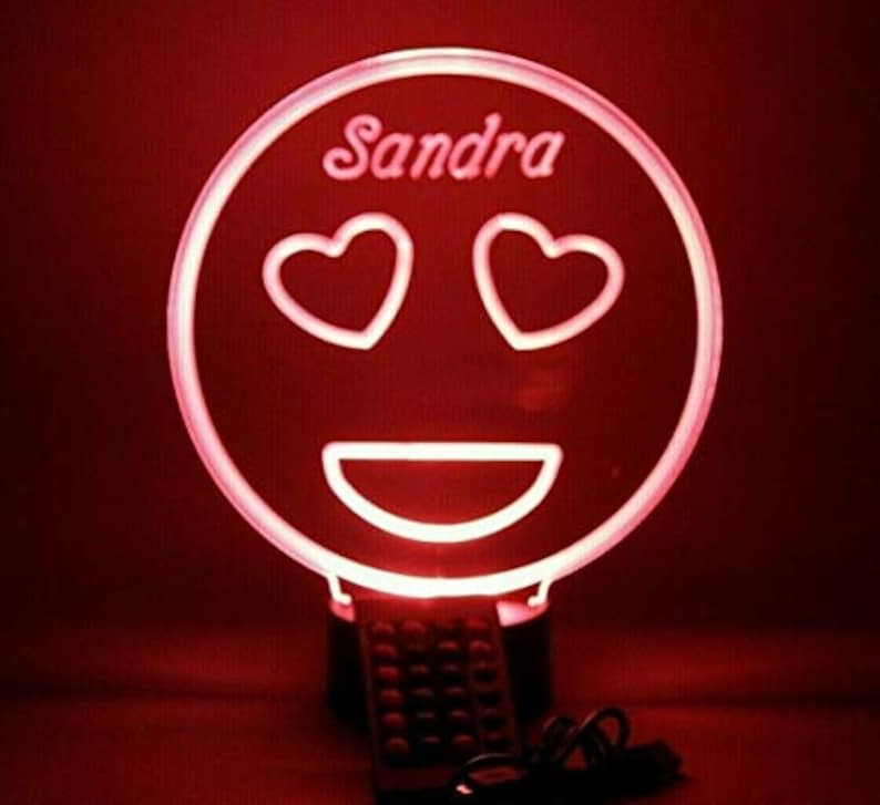 Emoji Emoticon Smiley Face Heart Night Light up Table Desk Lamp LED ...
