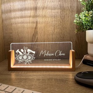 Personalized Name & Title Desk Plate Stand | Hair Stylist Hairdresser ...