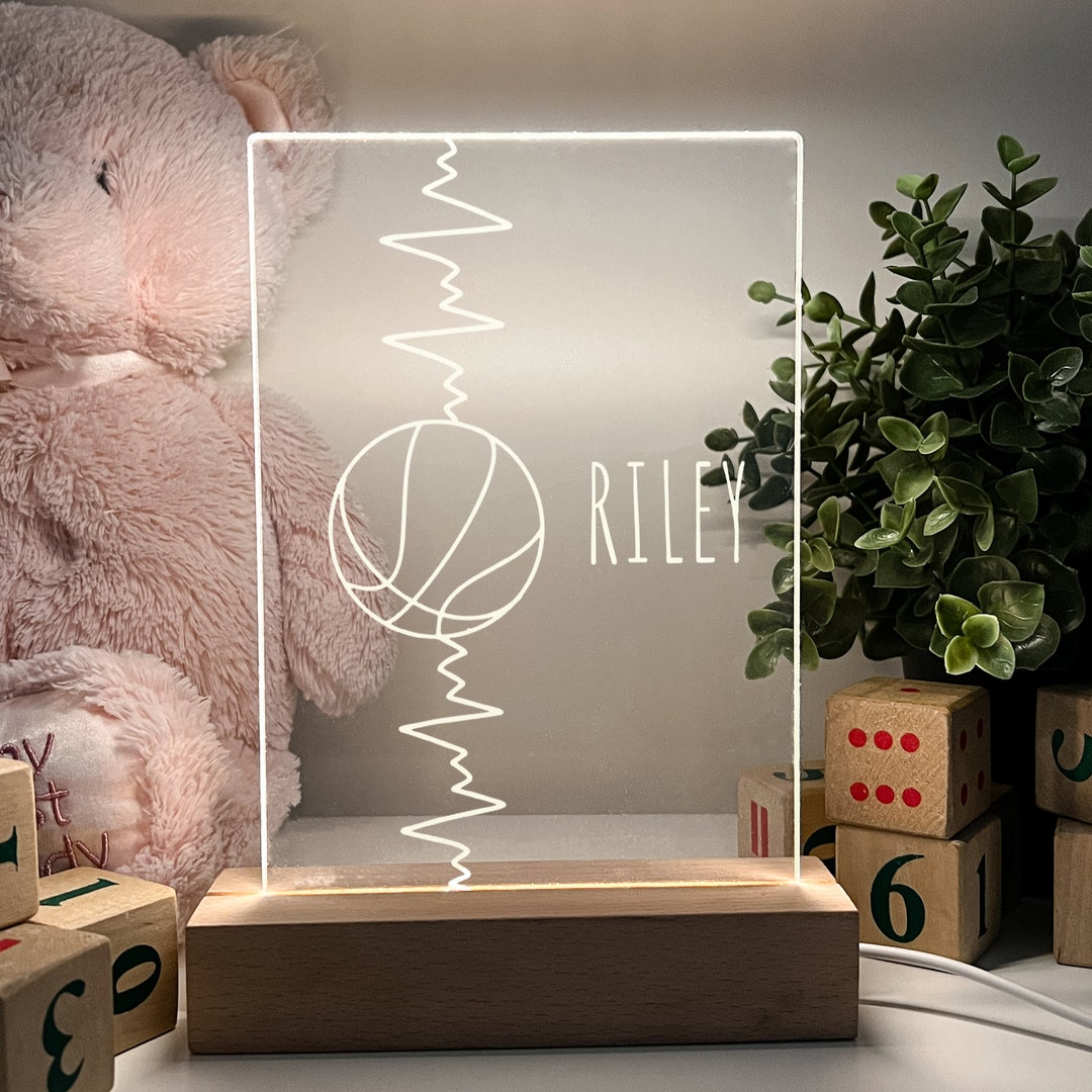 Custom Personalized LED Wood Stand Night Light up Table Lamp Boys Girl ...