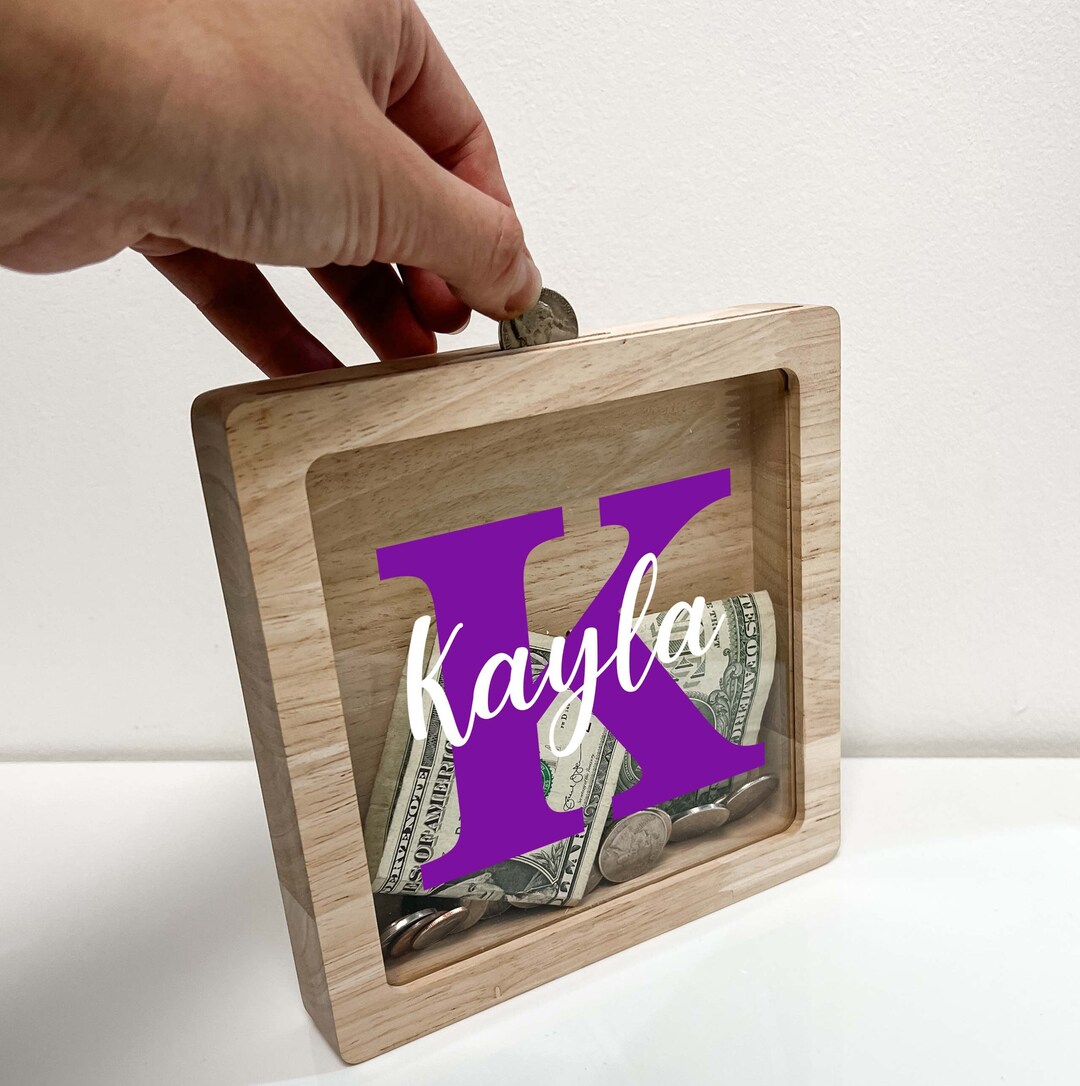 Personalized Money Box Savings Piggy Bank Wooden Coin Bank Design ...