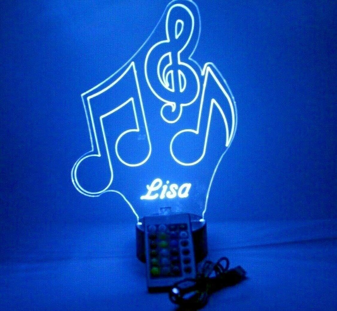 Triple Music Notes Night Light up Table Desk Lamp LED Personalized Free ...
