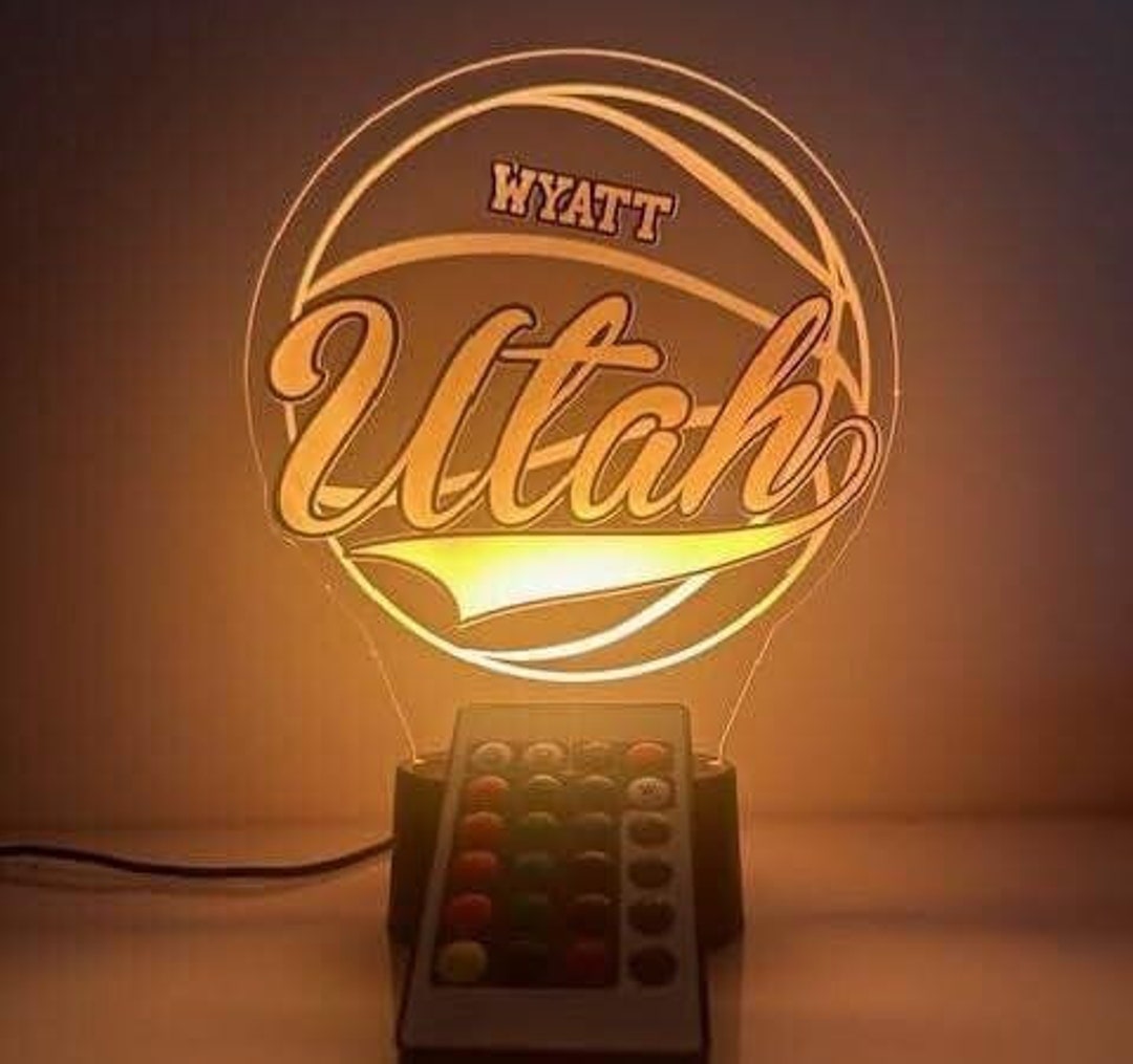 Utah Basketball Player Fan Sports Themed Ball Team Lamp Night Light up ...