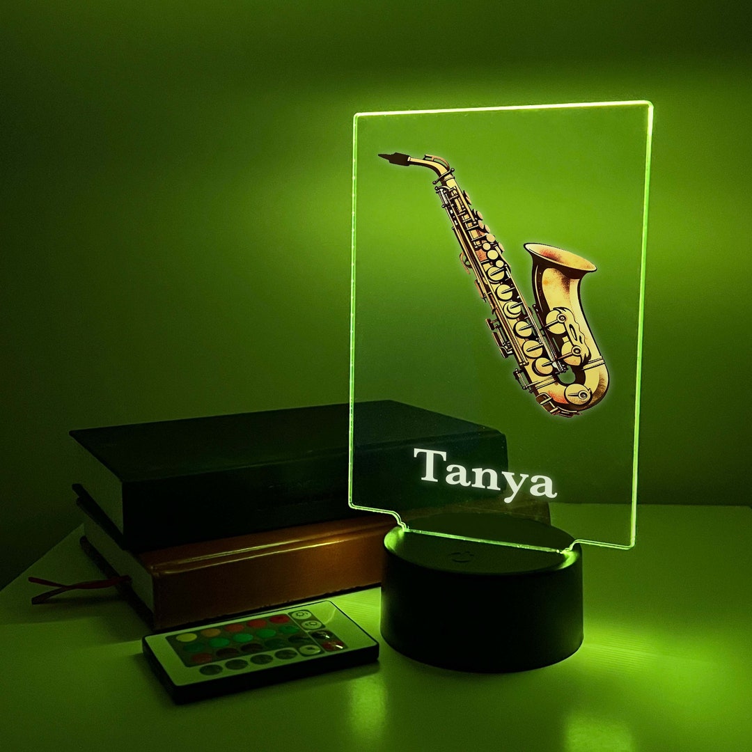 Saxophone Saxophonist Player Night Light Free Personalized LED Lamp ...