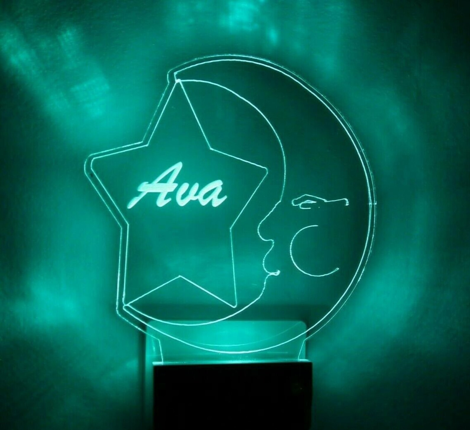 Moon and Star Night Light Multi Color Personalized LED Wall - Etsy