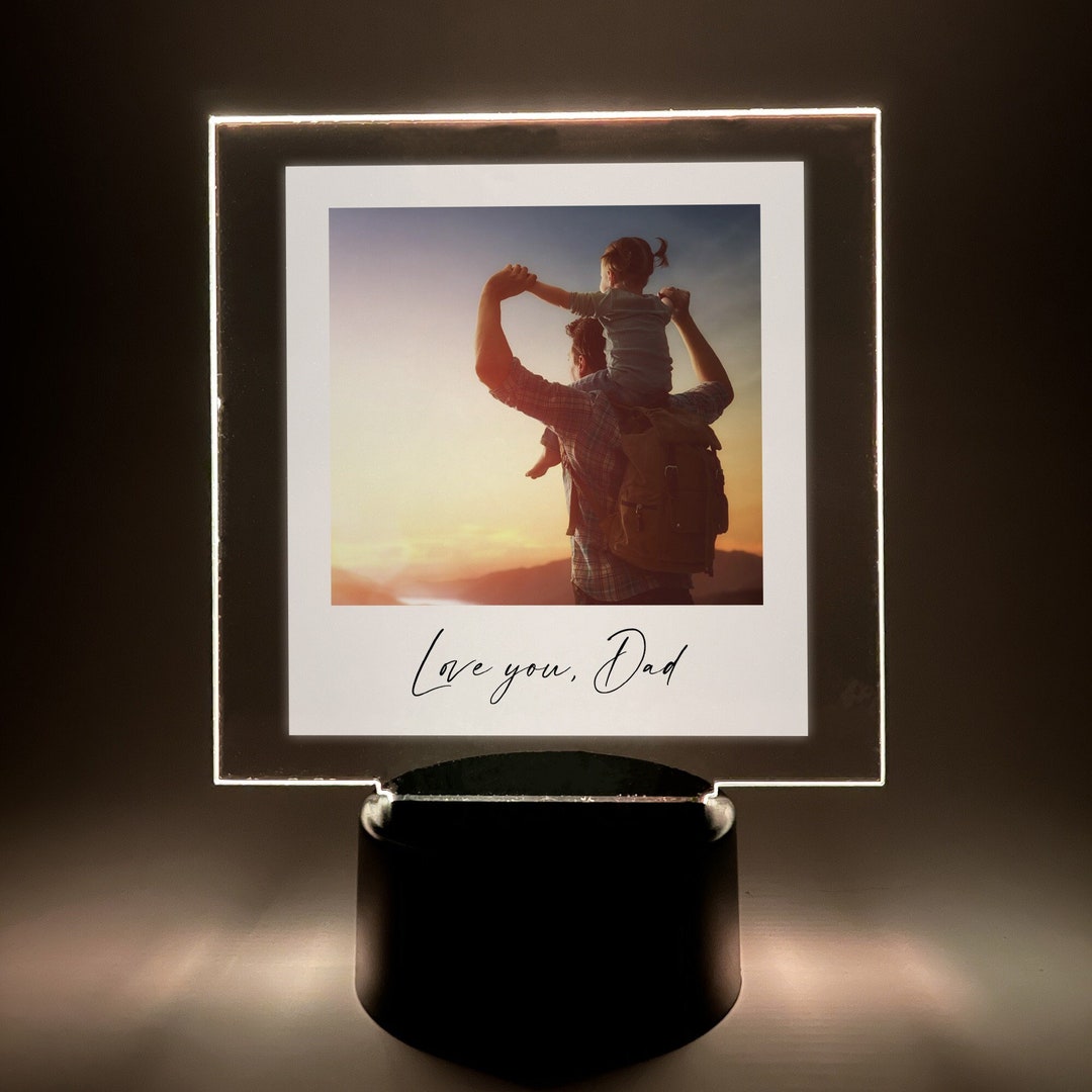 Custom Photo Picture LED Wood Stand Light Lamp Dad Daddy Father Uncle ...
