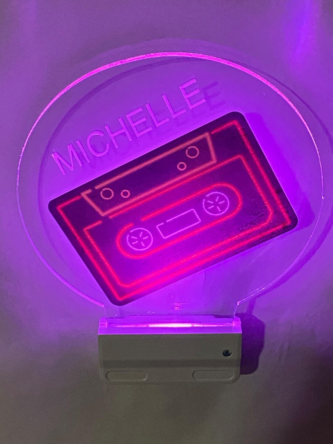 Music Cassette Night Light Multi Color Personalized LED Room Wall Plug ...