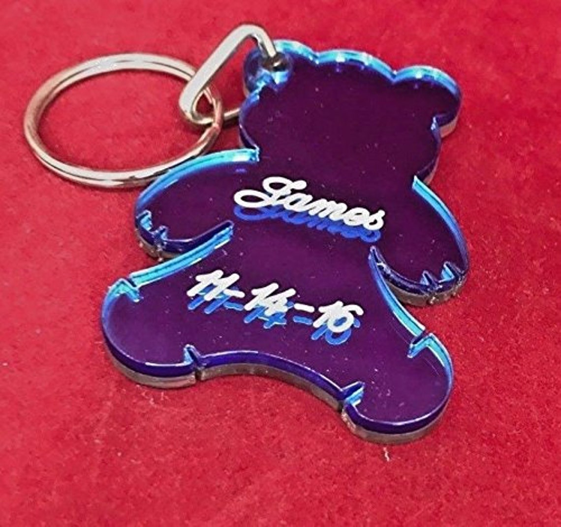Teddy Bear Cute Keychain Personalized Custom Name Free Engraved Key ...