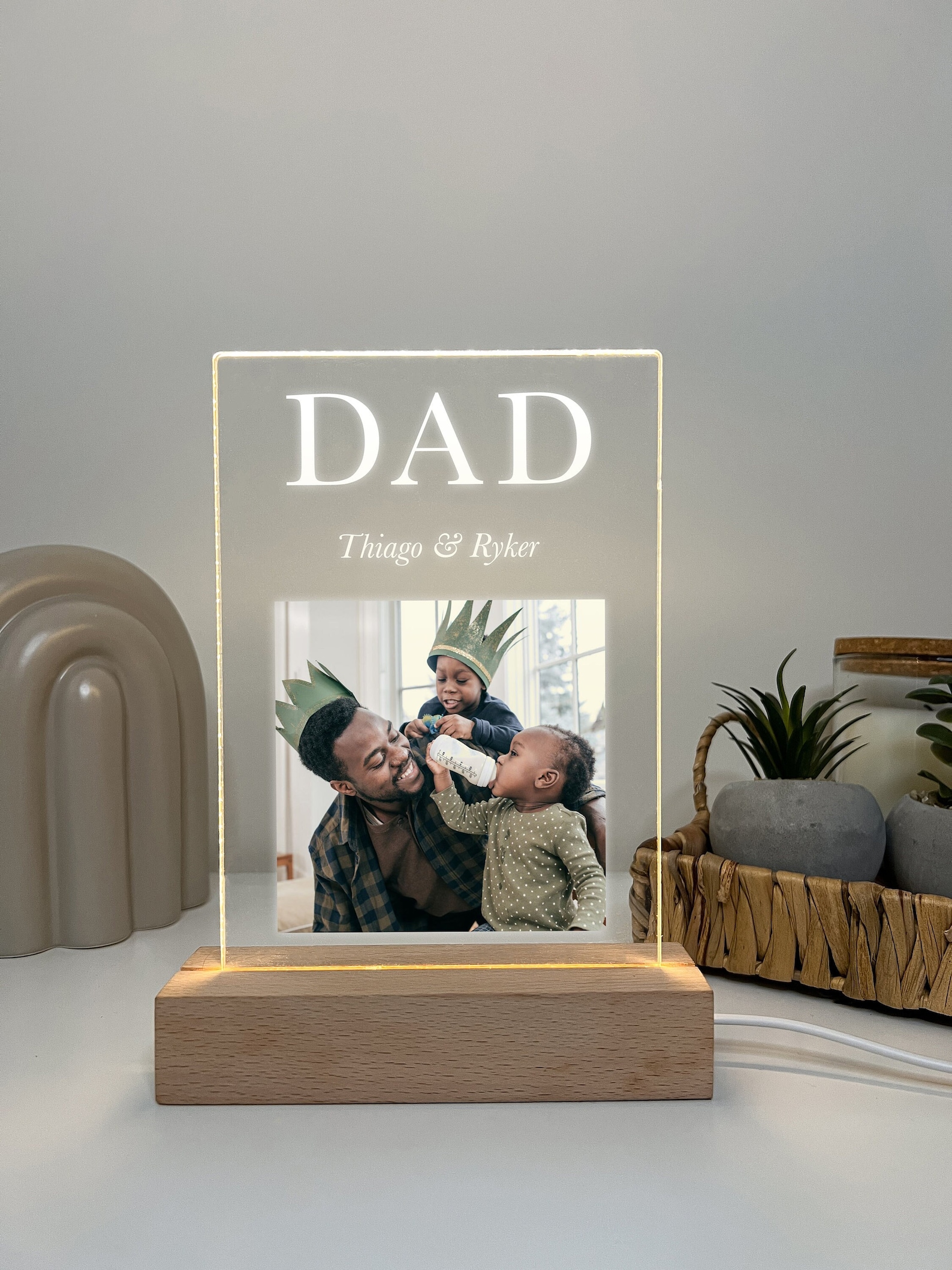 Custom Wood Light up Stand, Happy Father's Day Night Light, Best Dad in ...