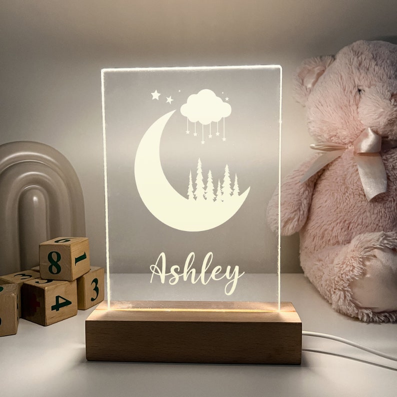 Custom Personalized Picture LED Wood Base Night Light up Lamp Stand ...