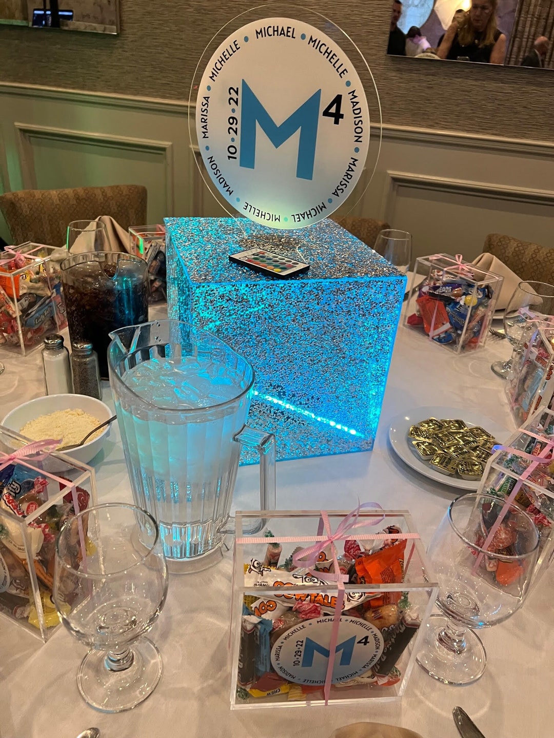 Shimmering Light up Personalized Custom Party Box Table Decoration ...