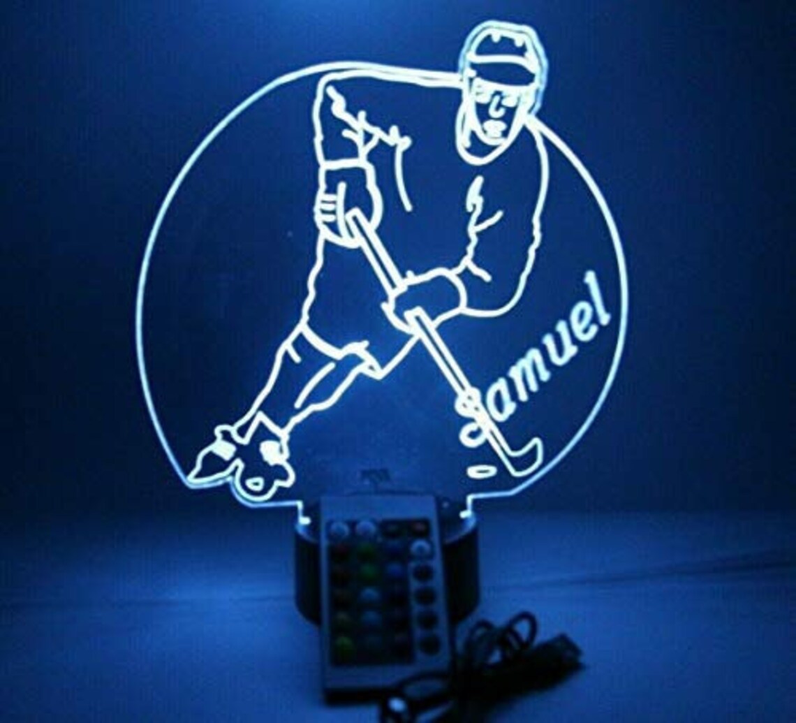 Ice Hockey Player Sports Night Light up Table Desk Lamp LED ...