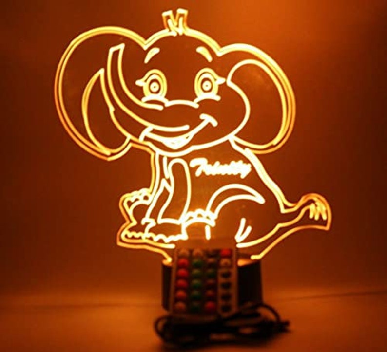 Baby Elephant Animal Night Light up Table Desk Lamp LED | Etsy