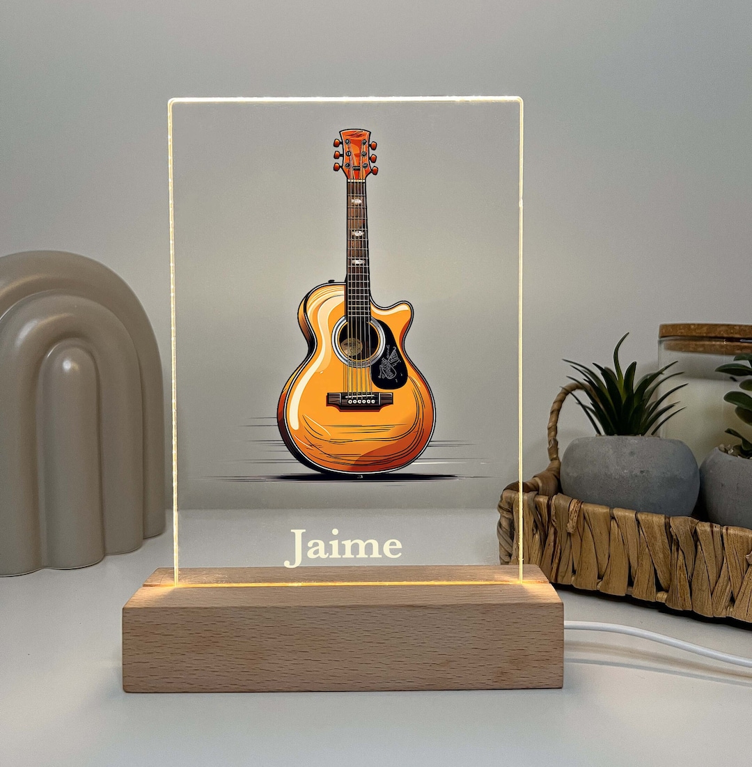 Custom Guitar Desk Lamp Gift for Musicians. Personalized Classic Guitar ...