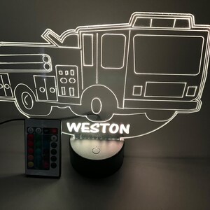 Fire Engine Truck Night Light up Firefighter Table Desk Lamp LED ...
