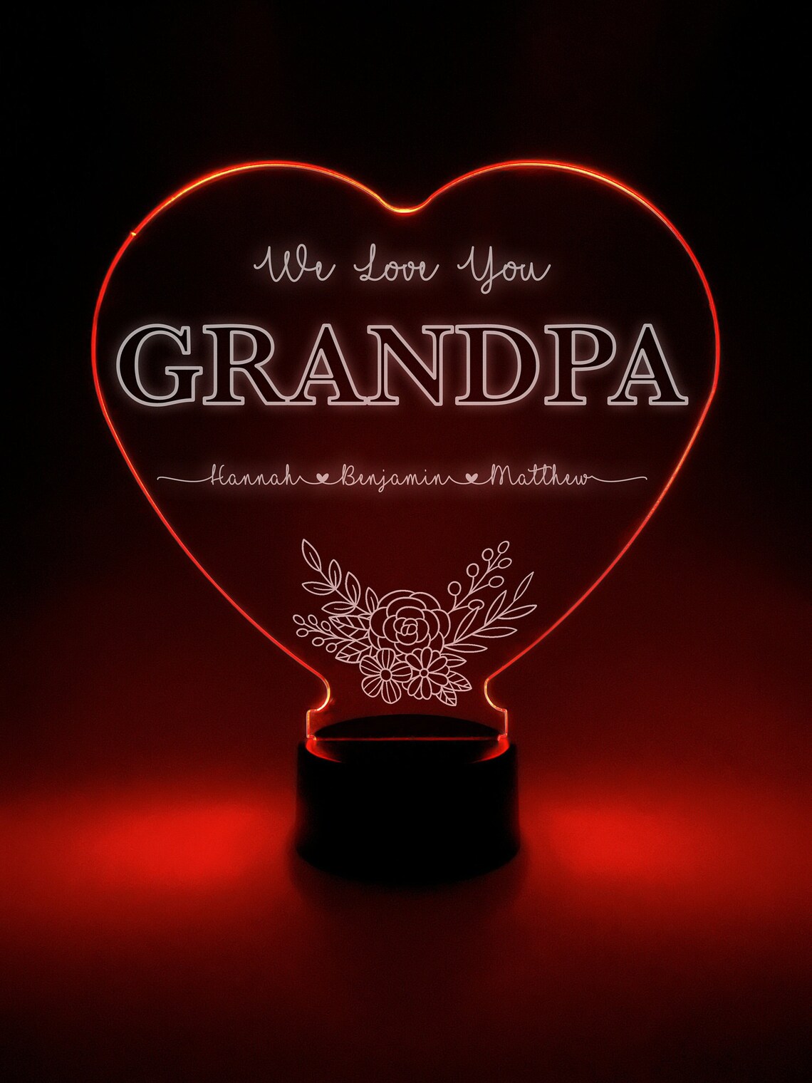We Love You Grandpa Dad Pops Daddy Father's Day Heart Night Light up ...