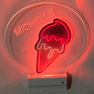 Ice Cream Night Light Multi Color Personalized LED Room Wall Plug-in ...