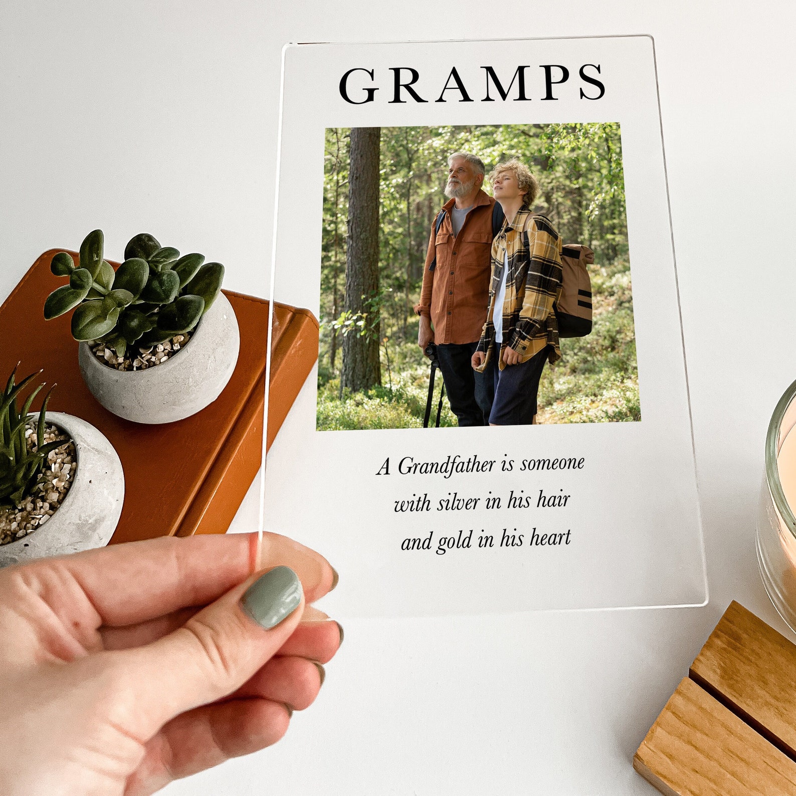 Custom Grandpa Gift - Personalized Acrylic Stand Plaque Block for Him ...